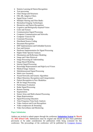 Call for Papers - 8th International Conference on Signal and Image ...