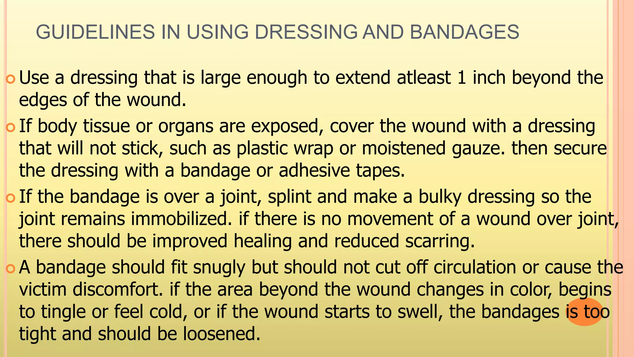 first aid dressing and bandages | PPTX