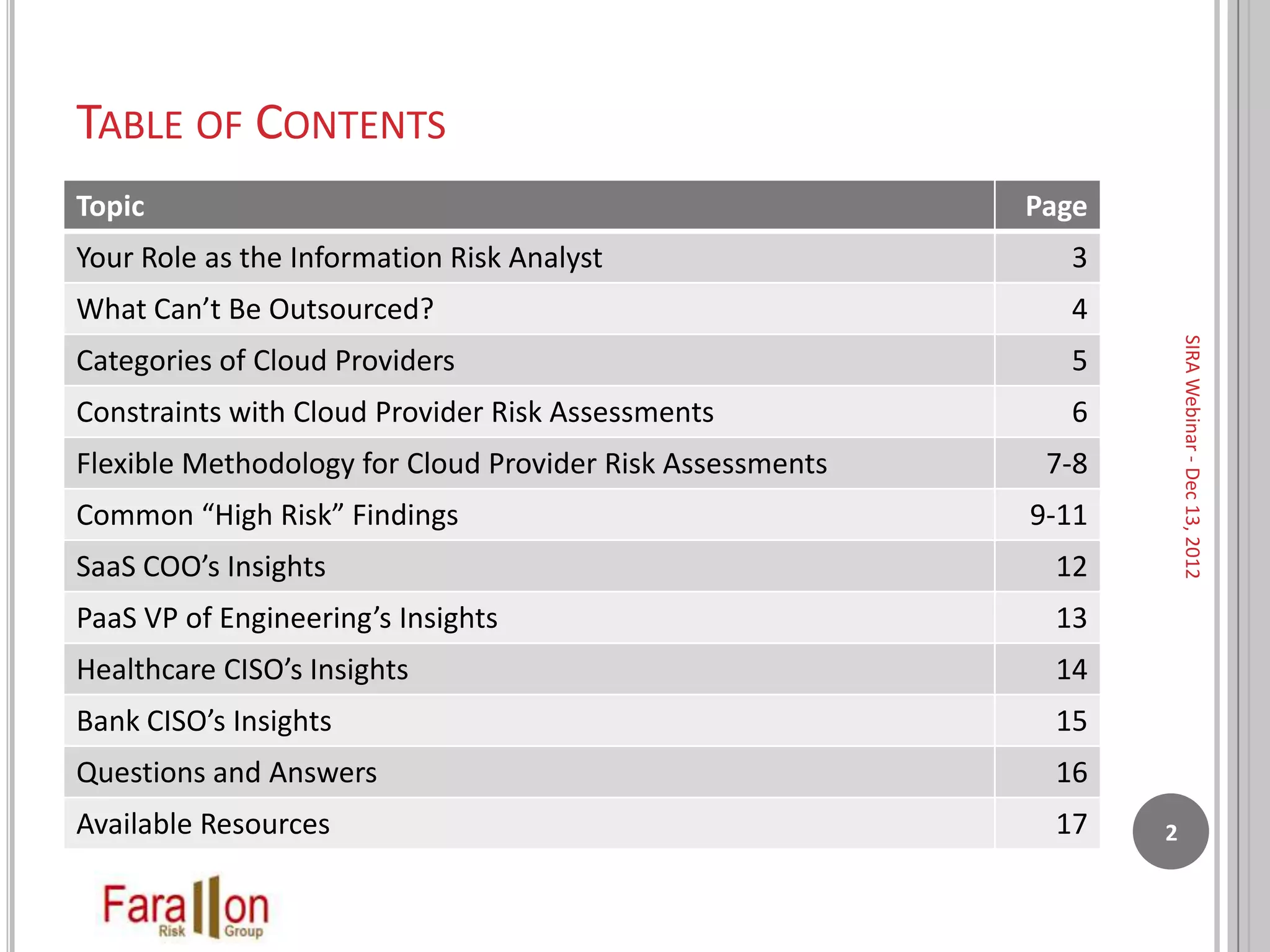 Sira insights from cloud vendor risk assessments | PPT