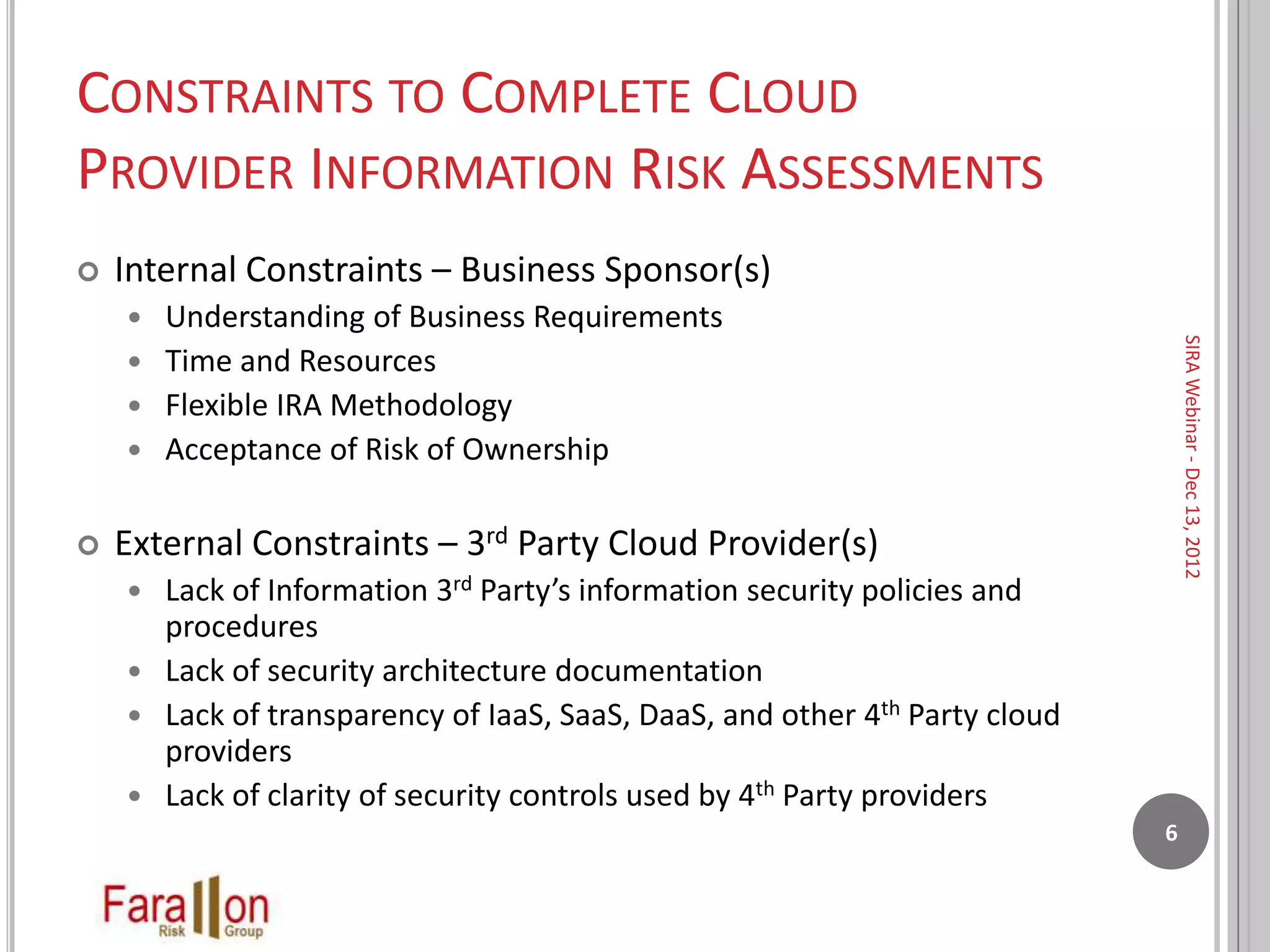 Sira insights from cloud vendor risk assessments | PPTX