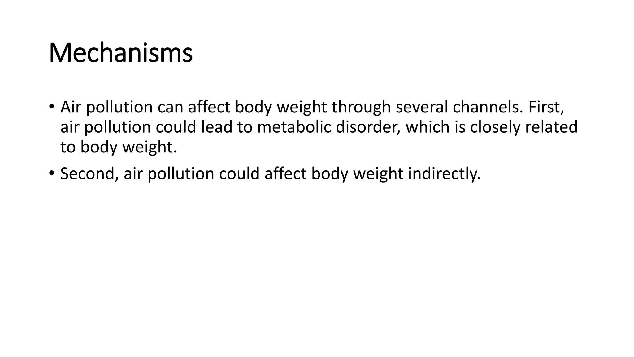 the effect of Air pollution on body wieght and obesity | PPTX