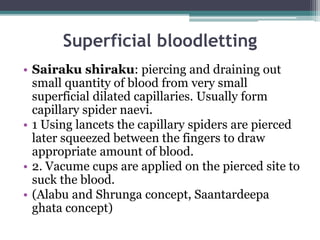 Blood letting or Siravyadha in kampo | PPTX | First Aid | Injuries