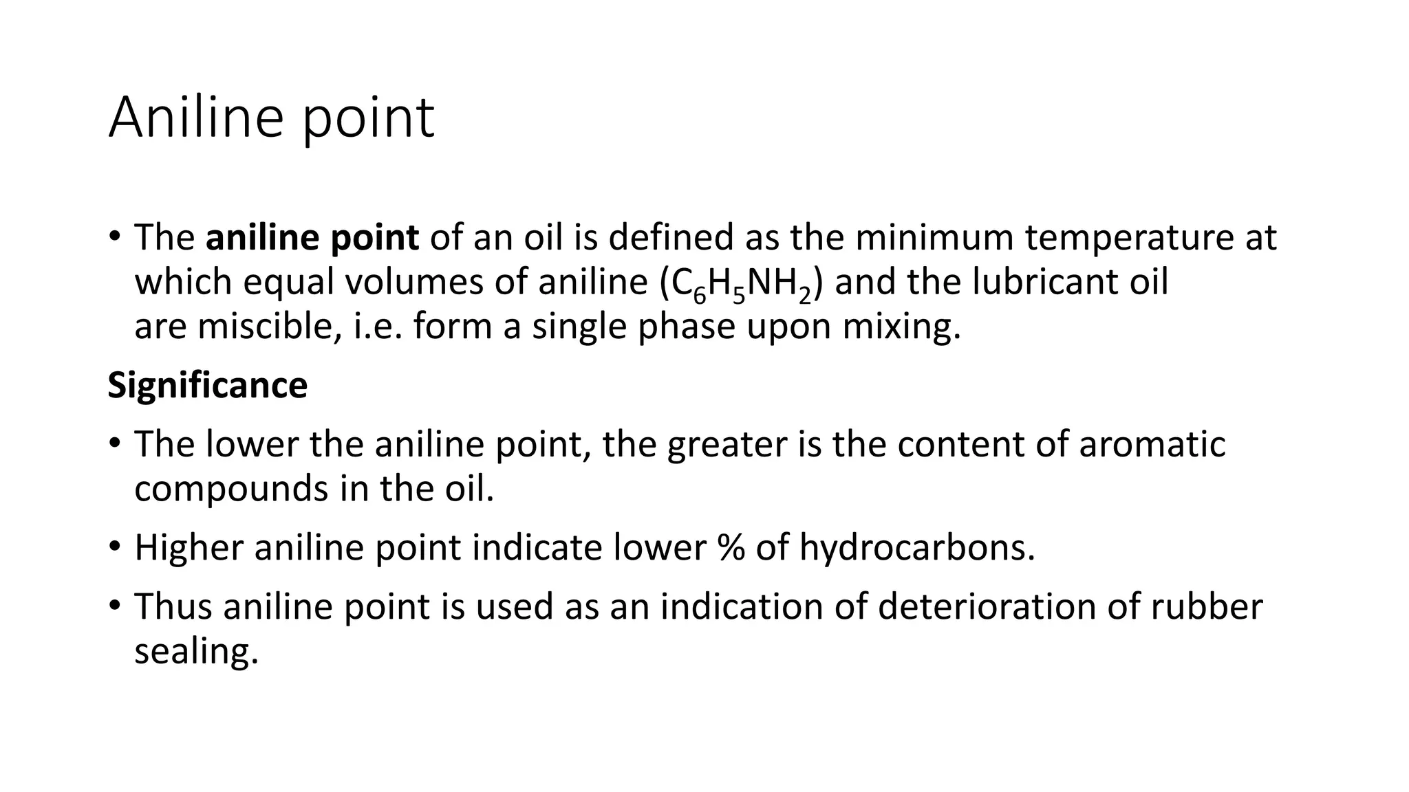 diesel index aniline point and pour point of lubricating oil | PPT