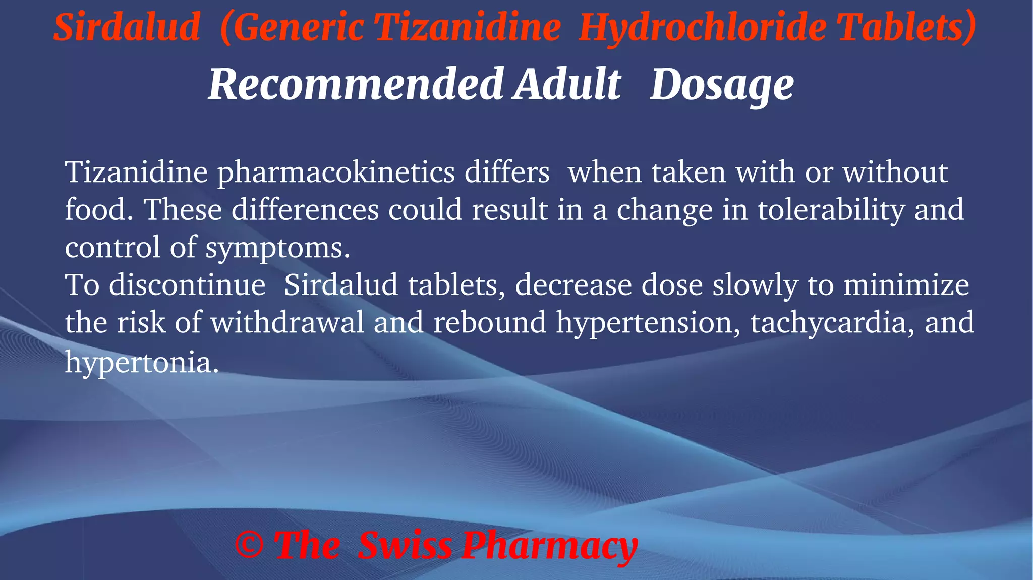 Sirdalud (Generic Tizanidine Hydrochloride Tablets) | PDF