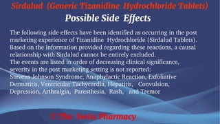 Sirdalud (Generic Tizanidine Hydrochloride Tablets) | PDF