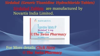 Sirdalud (Generic Tizanidine Hydrochloride Tablets) | PDF