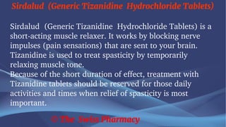 Sirdalud (Generic Tizanidine Hydrochloride Tablets) | PDF
