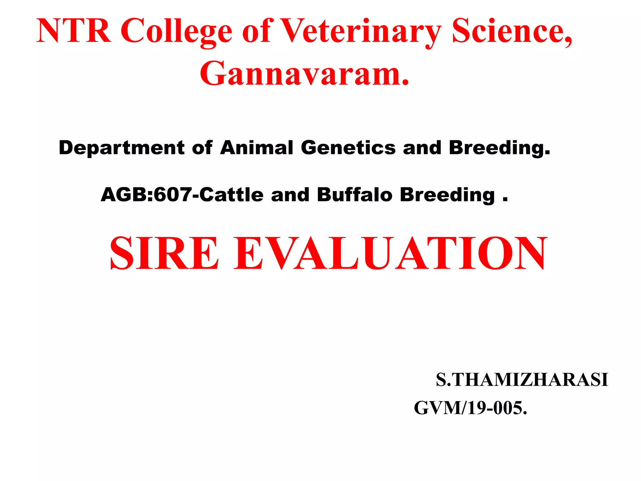 Sire evaluation | PPTX