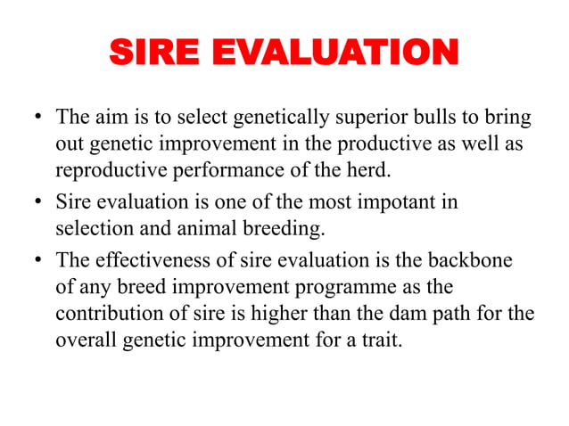 Sire evaluation | PPTX | Equine Sports | Sports