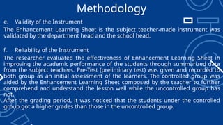 Research for the use of Enhancement Learning Sheet | PPTX