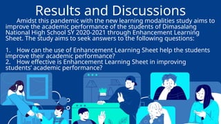 Research for the use of Enhancement Learning Sheet | PPTX