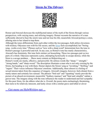 Sirens In The Odyssey | PDF