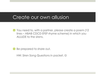 Siren Song and Allusions | PPTX | Poetry | Books and Literature