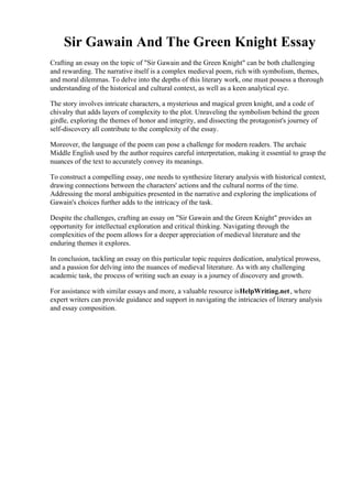 Sir Gawain And The Green Knight Essay.pdf