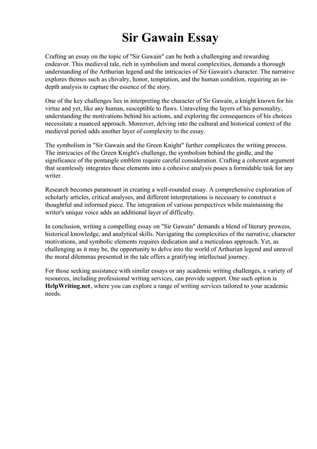 Sir Gawain Essay | PDF