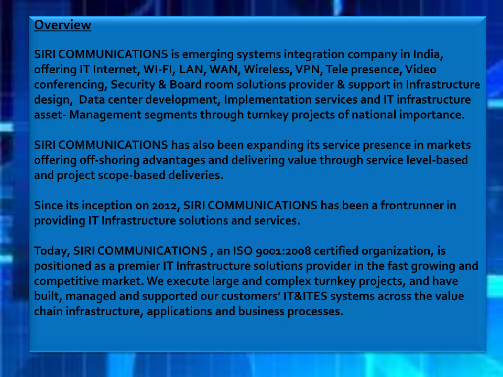 Siri communications profile | PPTX