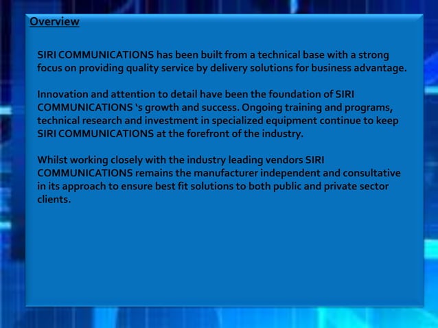 Siri communications profile | PPTX