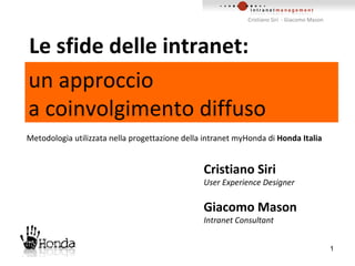 Le sfide delle intranet: un approccio a coinvolgimento diffuso | PPT