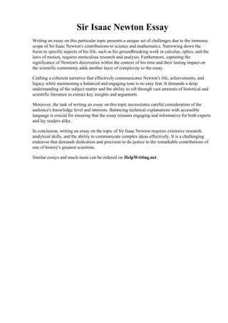 Sir Isaac Newton Essay.pdfSir Isaac Newton Essay. Sir Isaac Newton ...