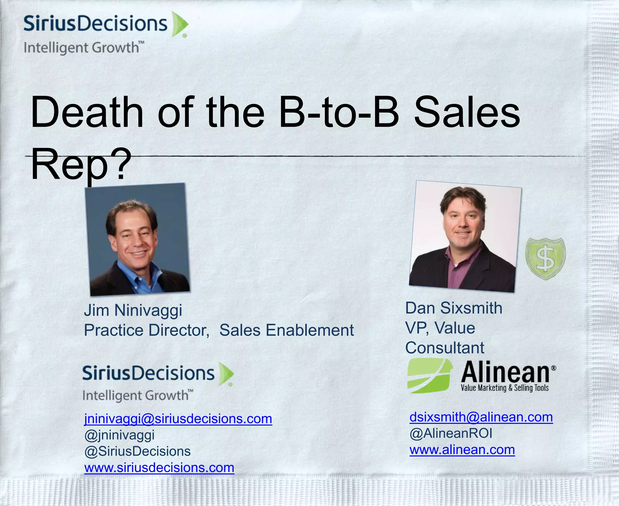 SiriusDecisions - Death of the B2B Rales Rep?- An Interview with Jim ...