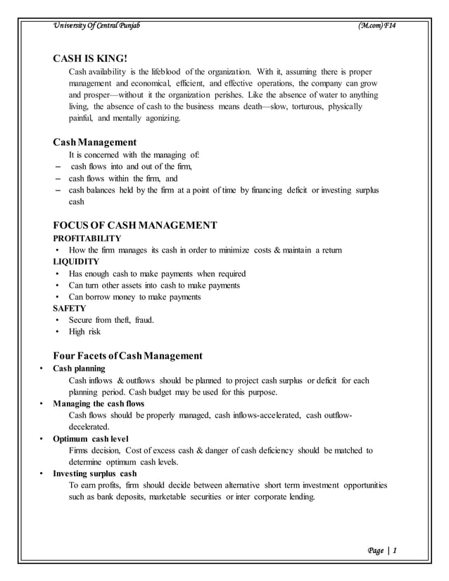 Cash Management | PDF