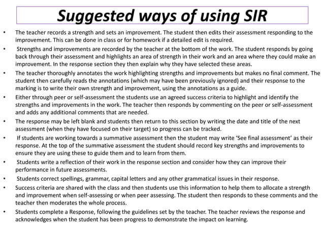 SIR Marking | PPTX | Educational Assessment | Education