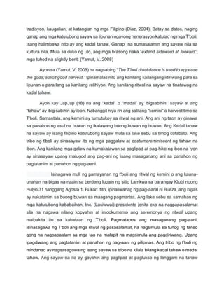 Kadal Tahaw: Etnograpikal na pagsisiyasat sa mga sayaw ng mga T'boli | PDF
