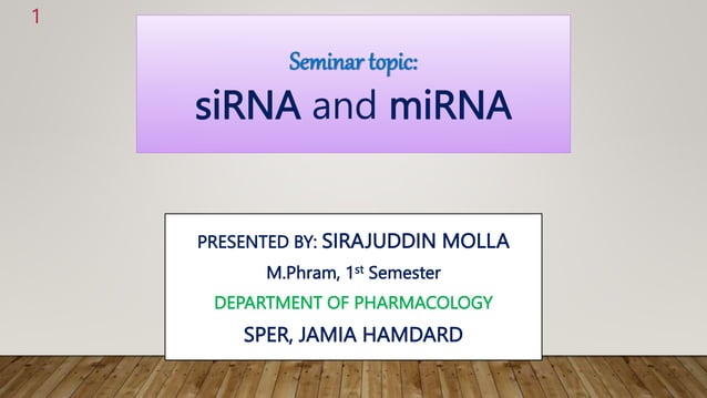 SiRNA & MiRNA.pptx | Programming Languages | Computing