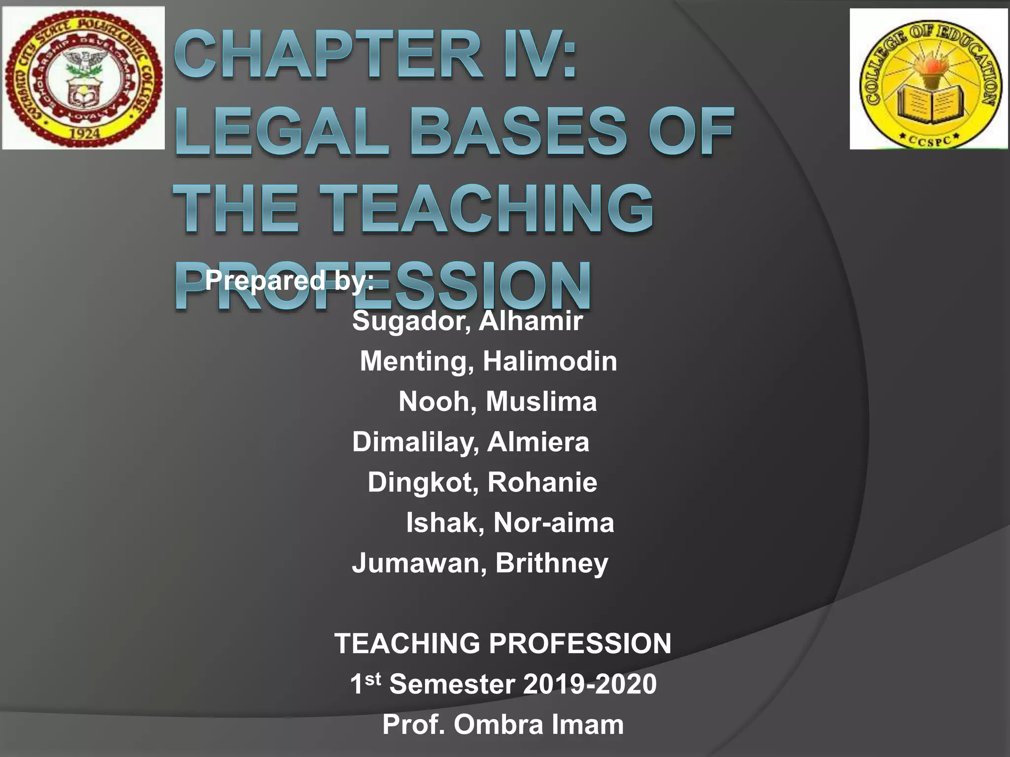 Legal Bases of the Teaching Profession | PPTX