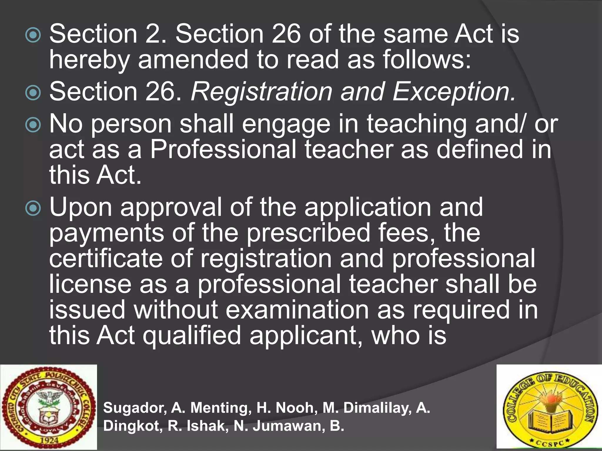 Legal Bases of the Teaching Profession | PPTX