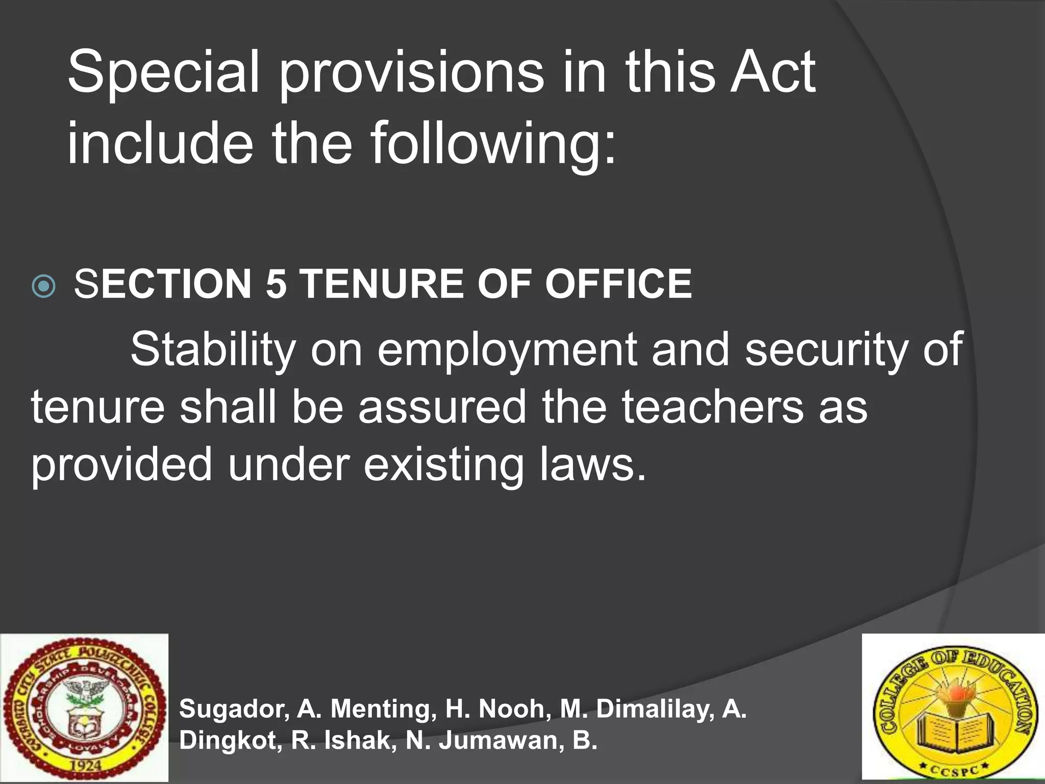 Legal Bases of the Teaching Profession | PPTX