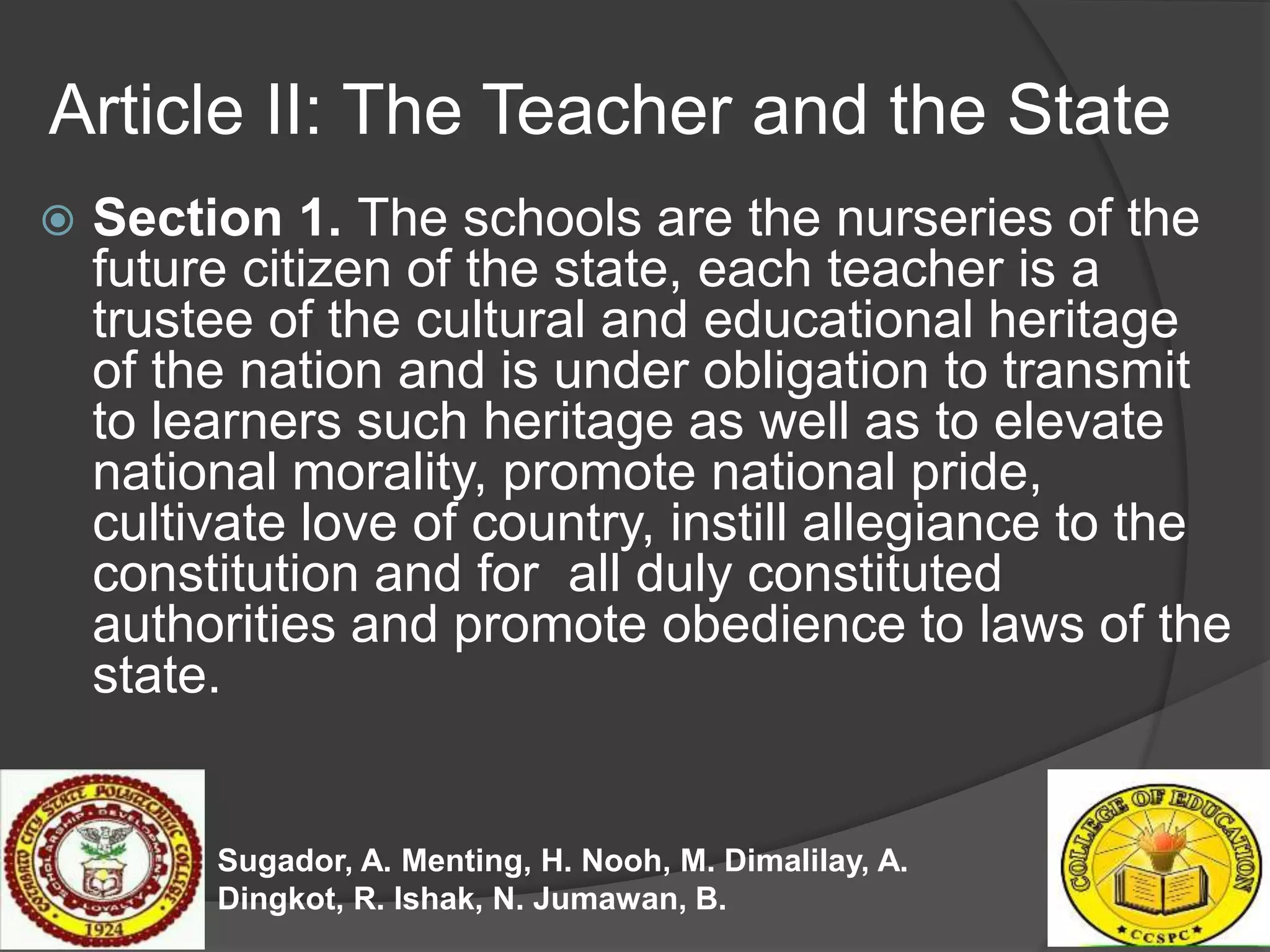 Legal Bases of the Teaching Profession | PPTX