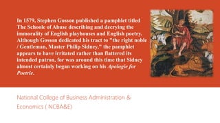 Sir Philip Sidney and defence of poesie | PPTX