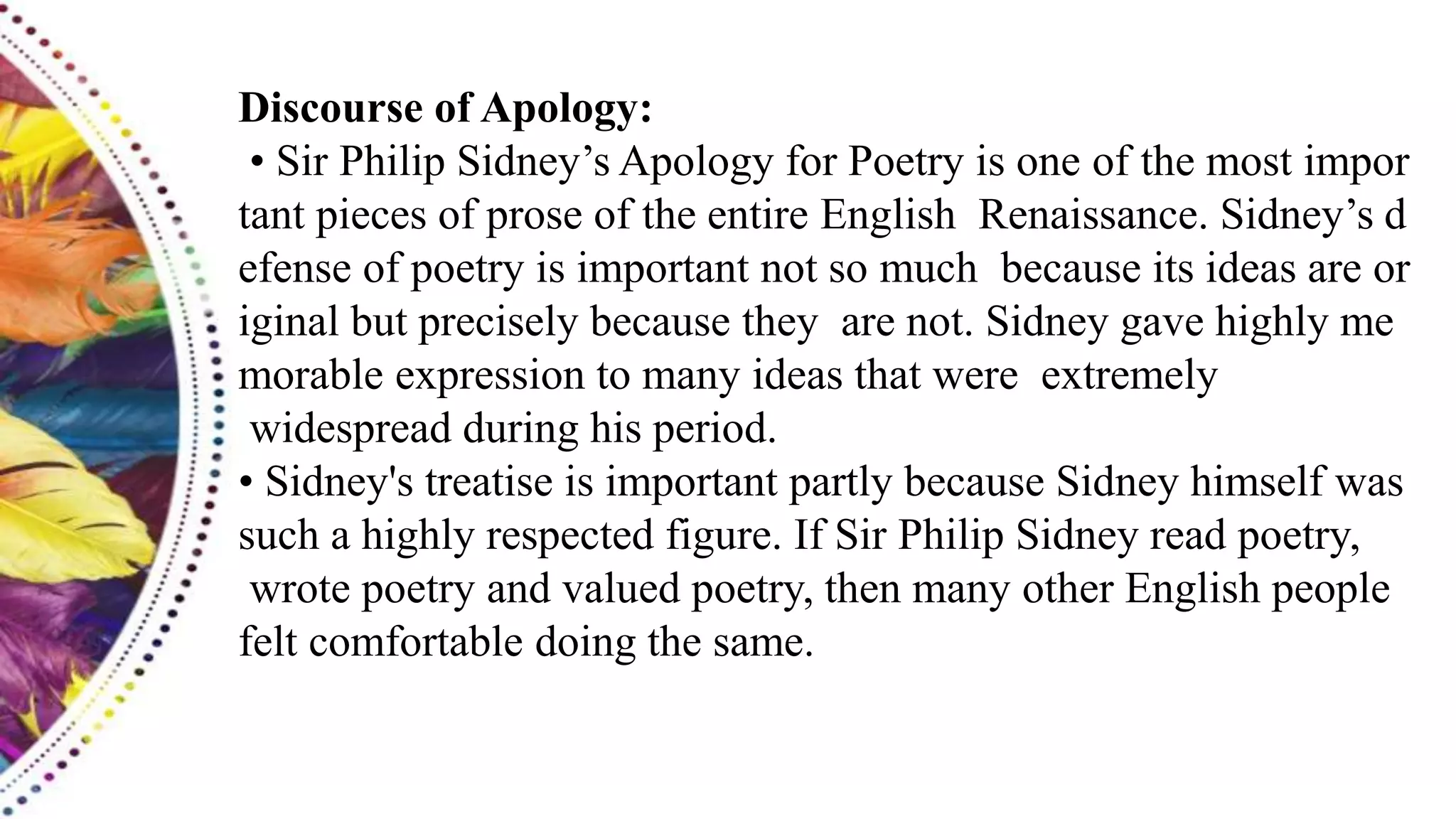 Sir philip sidney's Apology for poetry | PPTX