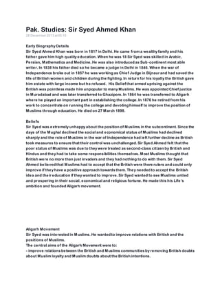 educational services of sir syed ahmed khan | DOCX