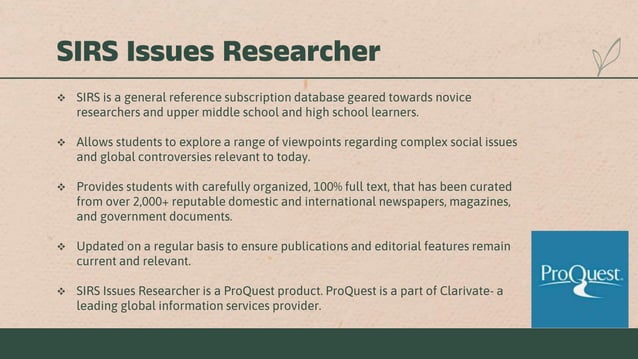 SIRS Issues Researcher Instructional Presentation | PPTX