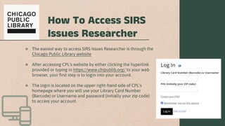 SIRS Issues Researcher Instructional Presentation | PPT