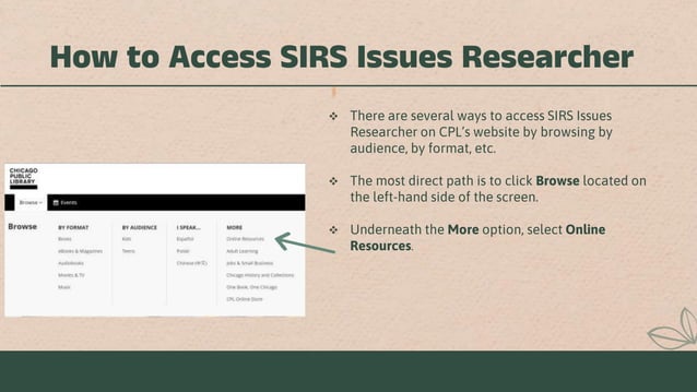 SIRS Issues Researcher Instructional Presentation | PPTX