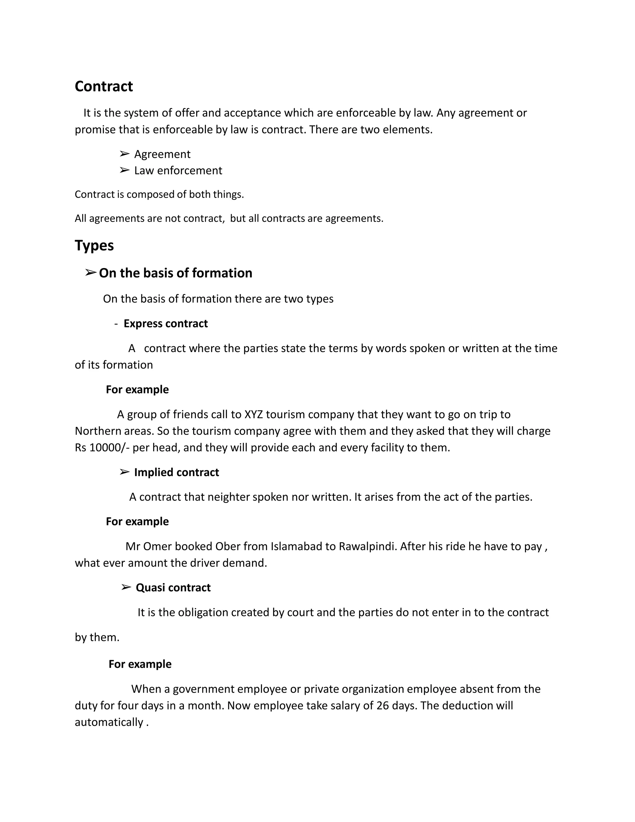 Types of contract with Examples | PDF