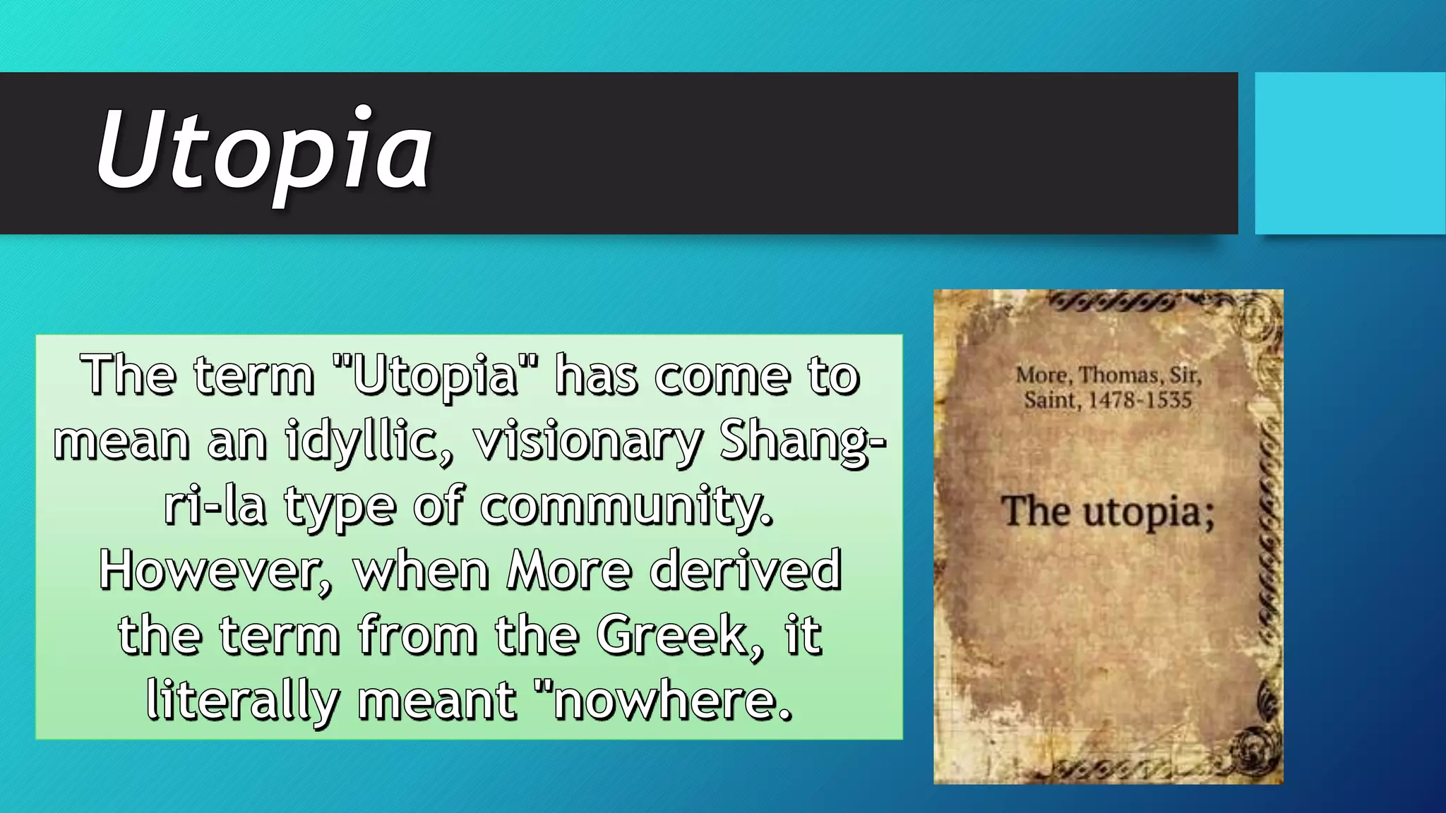 Sir Thomas More`s Utopia | PPTX