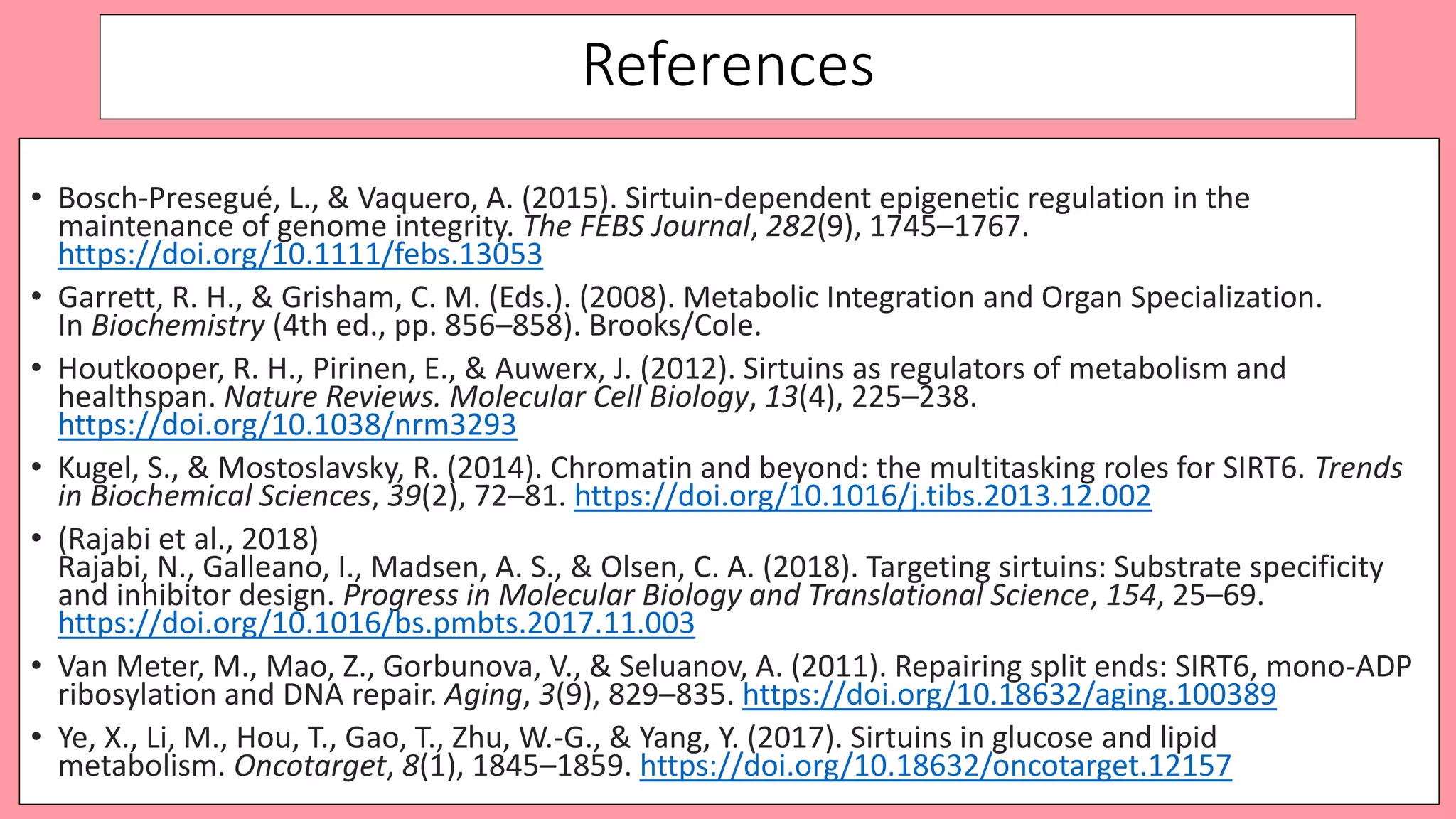 Sirtuins, epigenetics and longevity | PPTX