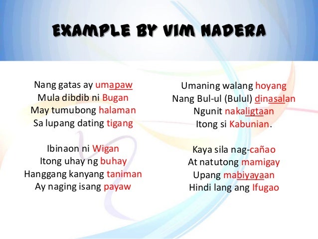 Philippine Forms of Poetry