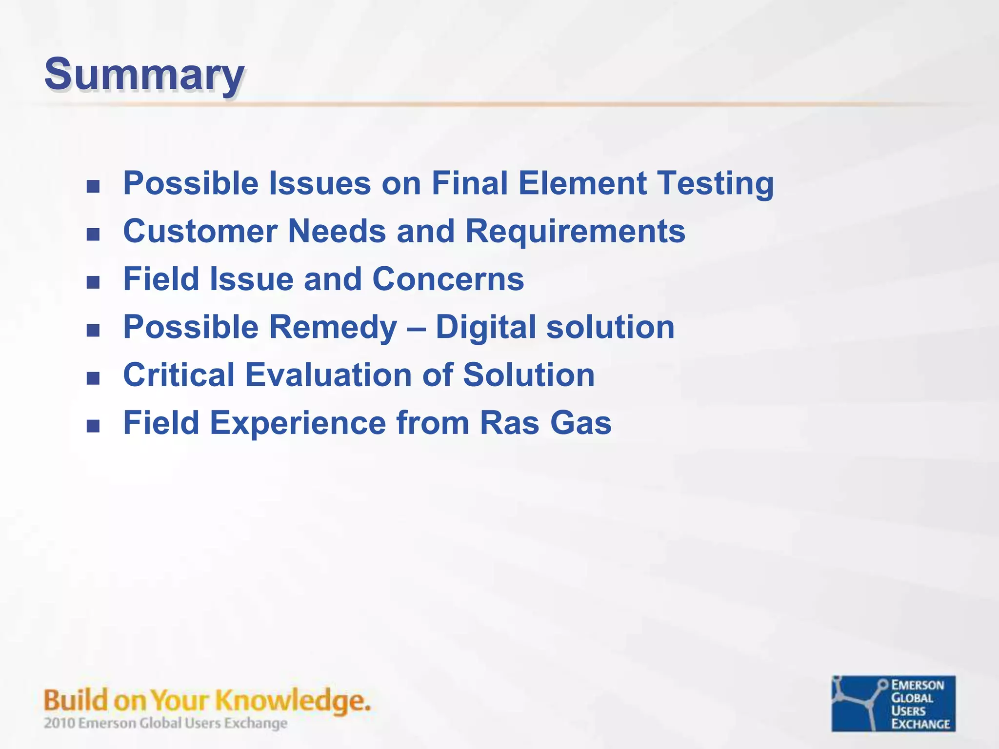 SIS “Final Element” Diagnostics Including The SOV, Using A Digital ...