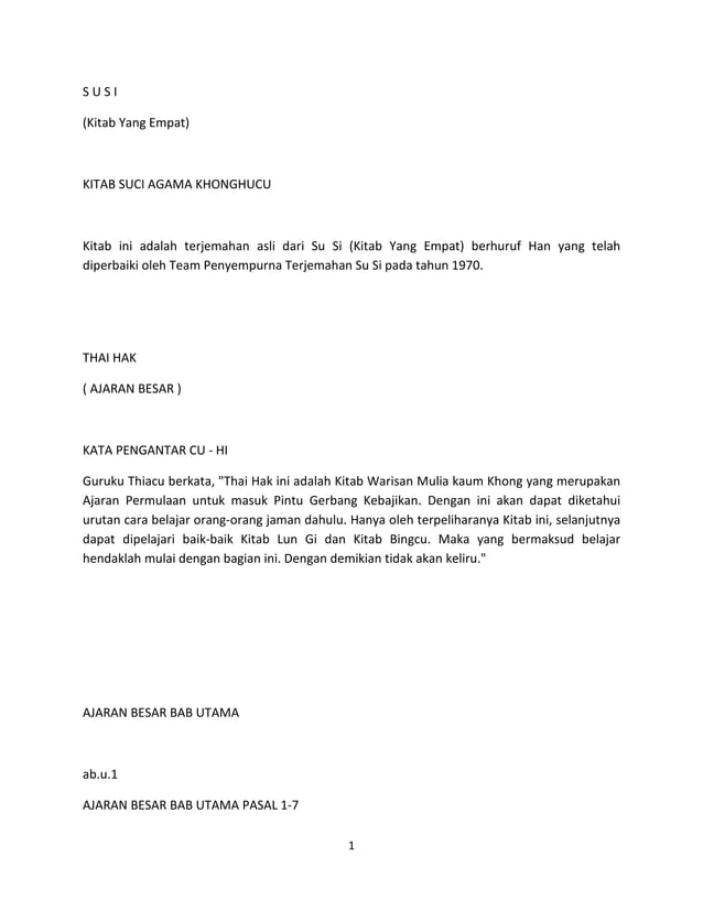 KITAB SI SHU AGAMA KHONGHUCU | PDF