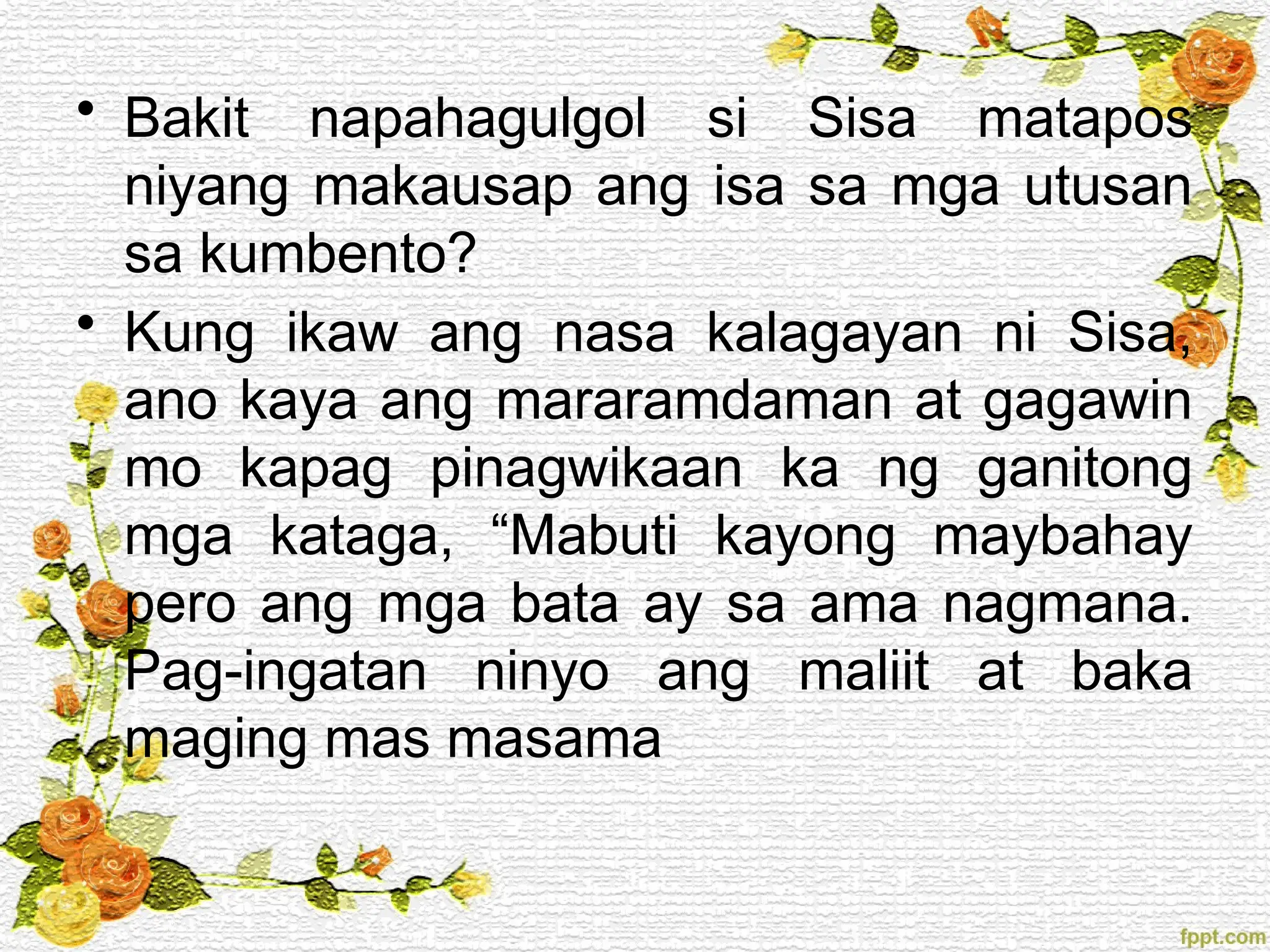 SI SISA, Isang kabanata mula sa Noli Me Tangere.pptx