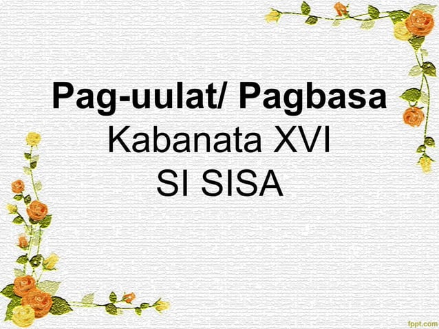 SI SISA, Isang kabanata mula sa Noli Me Tangere.pptx