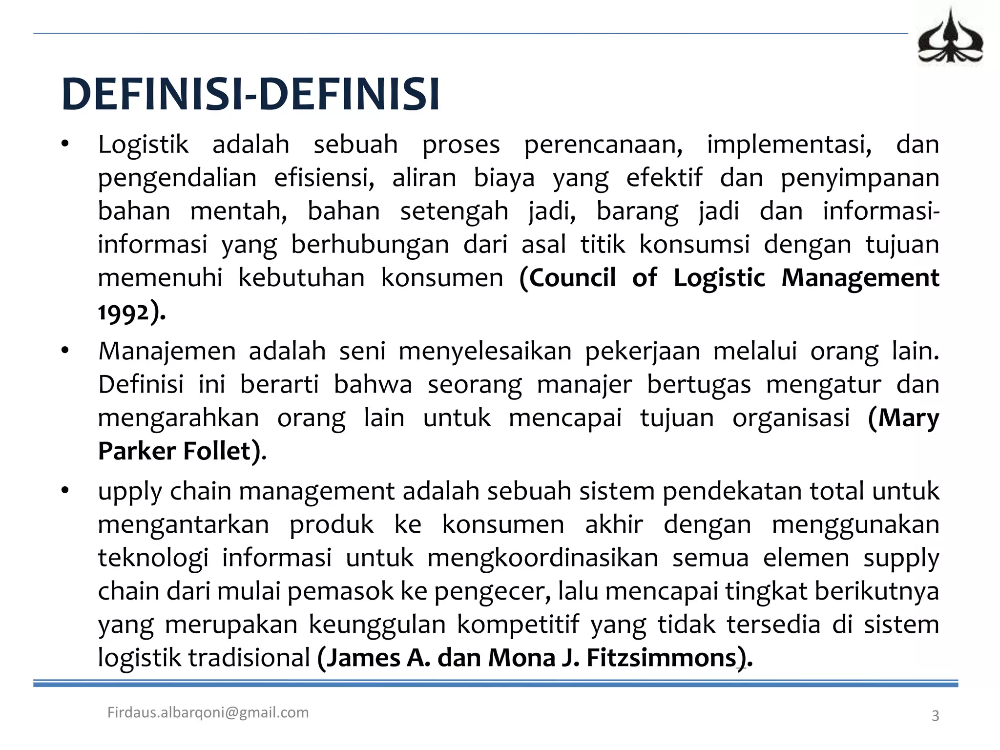 PETA PANDUAN (ROAD MAP) DAN RENCANA AKSI SISTEM LOGISTIK NASIONAL | PPTX