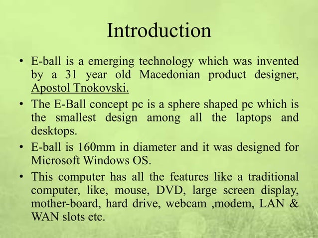 E-ball Technology | PPTX | Computing | Technology & Computing