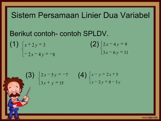 Sistem persamaan linier dua variabel | PPT