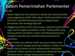 Sistem pemerintahan Presidensial dan Parlementer | PPT